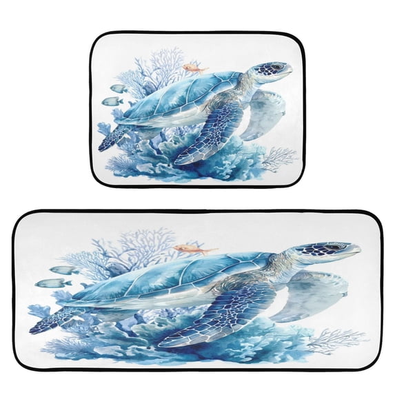 2-Piece Kitchen Mat Set Non Slip Washable Floor Mats Decorative Rugs ...