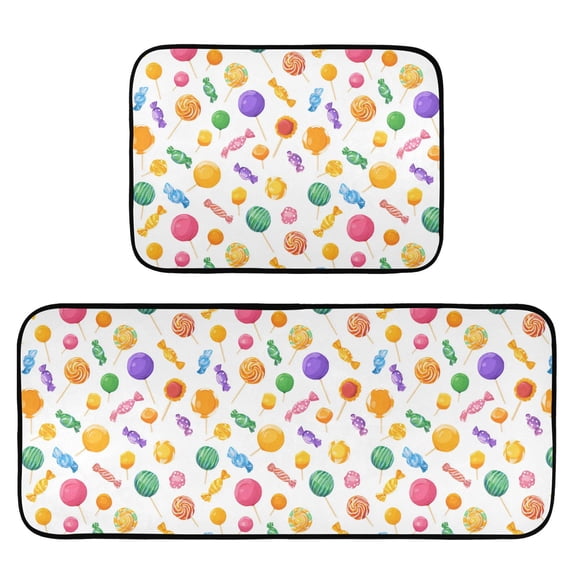 2-Piece Kitchen Mat Set Non Slip Washable Floor Mats Decorative Rugs ...