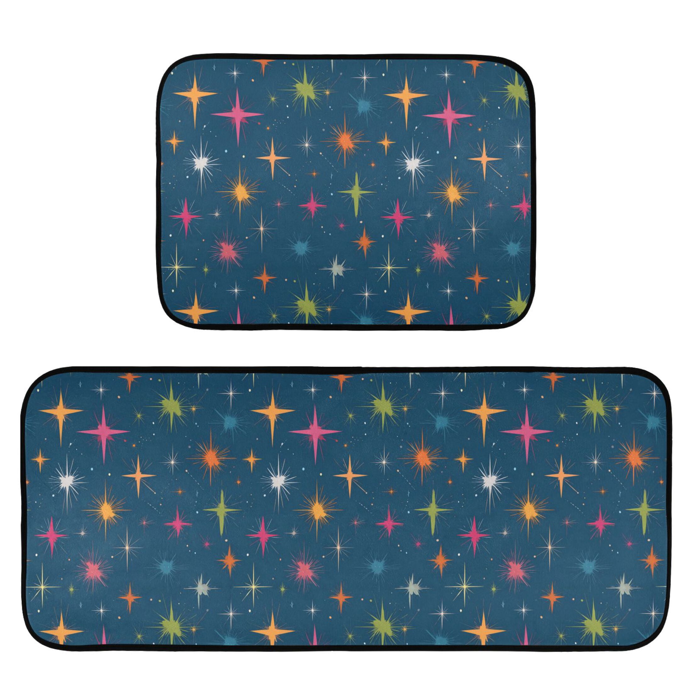2-Piece Kitchen Mat Set Non Slip Washable Floor Mats Decorative Rugs ...