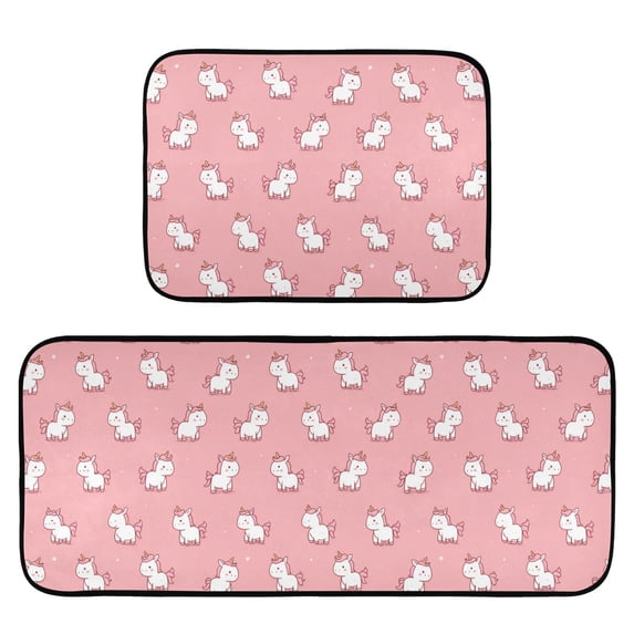 2-Piece Kitchen Mat Set Non Slip Washable Floor Mats Decorative Rugs ...