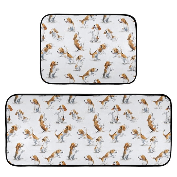 2-Piece Kitchen Mat Set Non Slip Washable Floor Mats Decorative Rugs ...