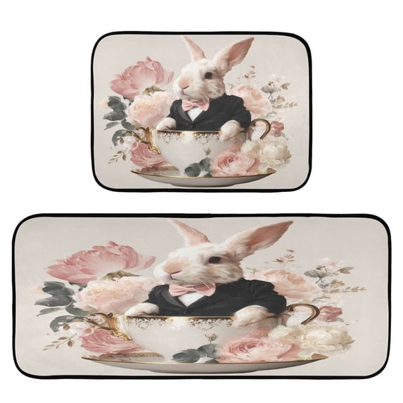2-Piece Kitchen Mat Set Non Slip Washable Floor Mats Decorative Rugs ...