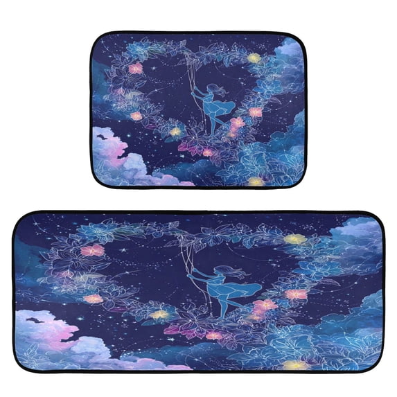 2-Piece Kitchen Mat Set Non Slip Washable Floor Mats Decorative Rugs ...