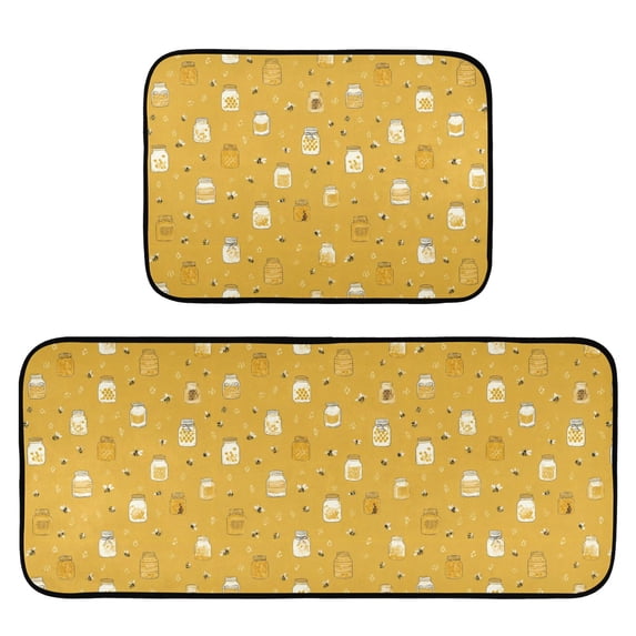 2-Piece Kitchen Mat Set Non Slip Washable Floor Mats Decorative Rugs ...