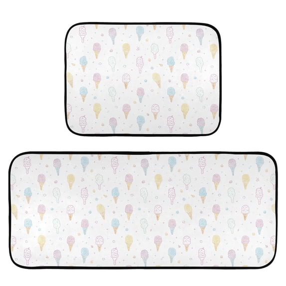 2-Piece Kitchen Mat Set Non Slip Washable Floor Mats Decorative Rugs ...