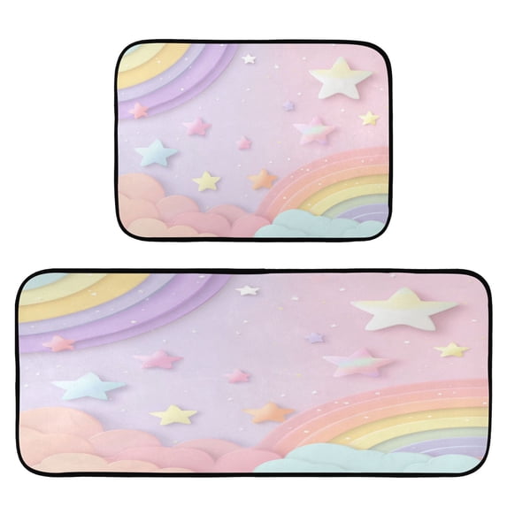 2-Piece Kitchen Mat Set Non Slip Washable Floor Mats Decorative Rugs ...