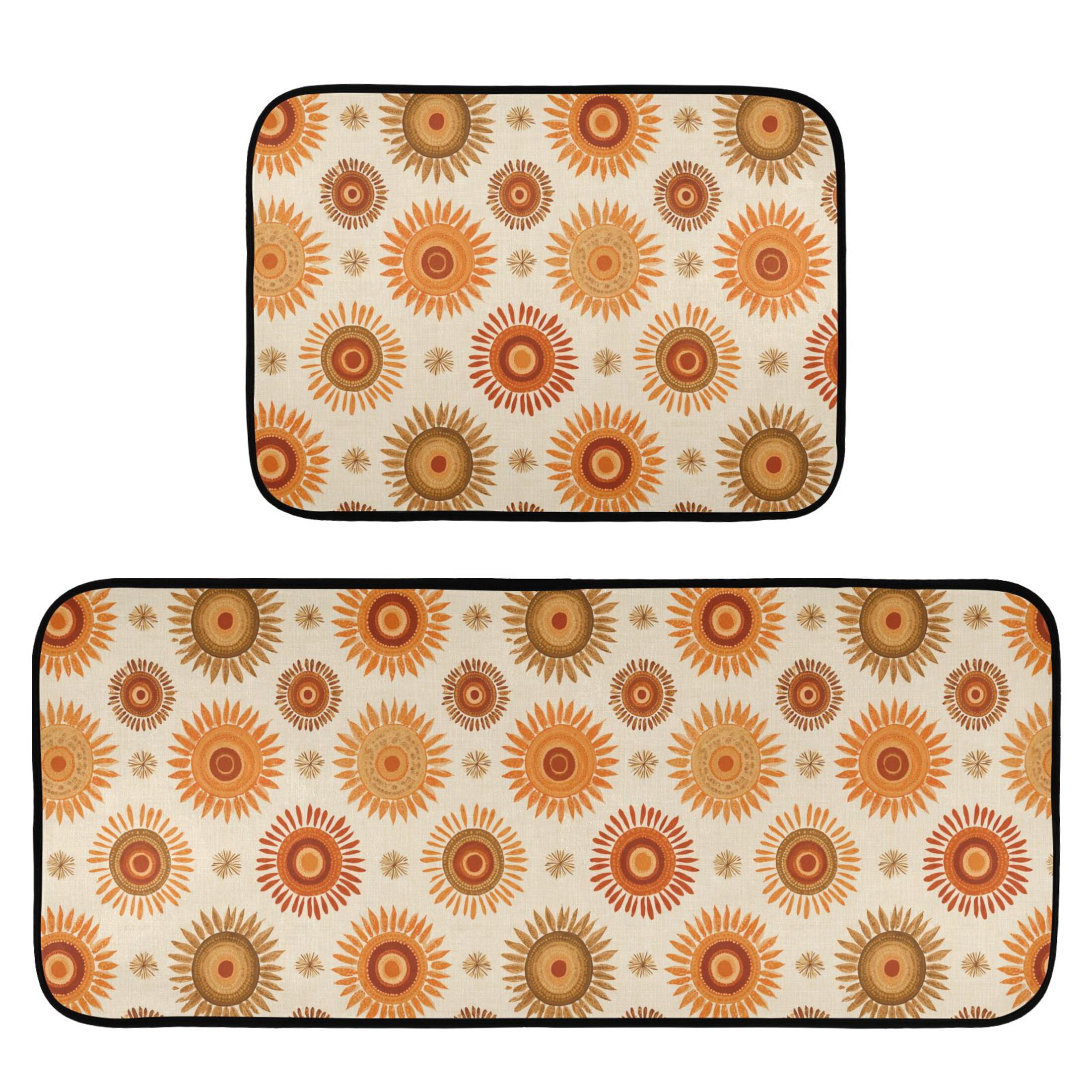 2-Piece Kitchen Mat Set Non Slip Washable Floor Mats Decorative Rugs ...