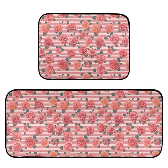 2-Piece Kitchen Mat Set Non Slip Washable Floor Mats Decorative Rugs ...