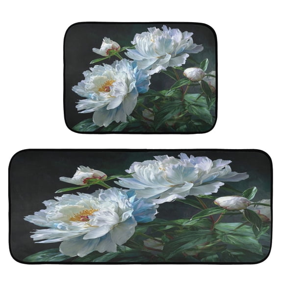 2-Piece Kitchen Mat Set Non Slip Washable Floor Mats Decorative Rugs ...