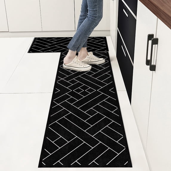 2-Piece Kitchen Mats Set, Non-Slip Polyester Floor Rugs, Cushioned ...