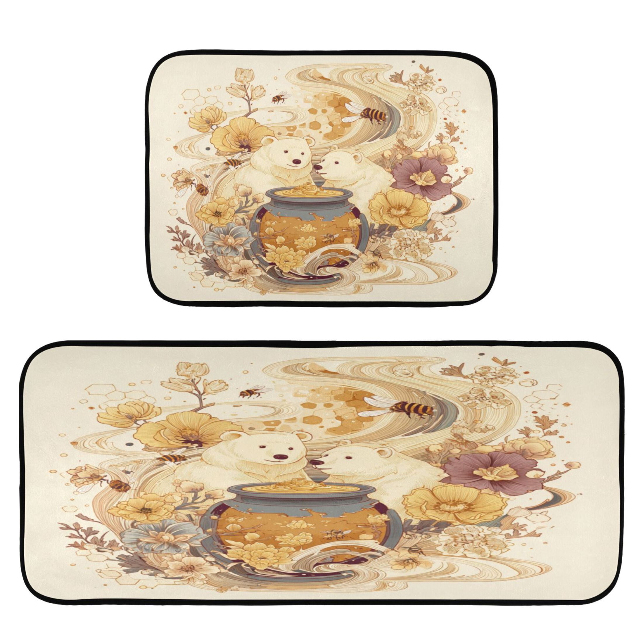2-Piece Kitchen Rugs Set Non-Slip Mats Carpet Floor for Kitchen ...