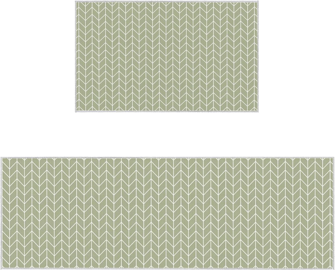 2 Piece Kitchen Rugs Set, Sage Green Geometric Kitchen Rugs and Mats ...