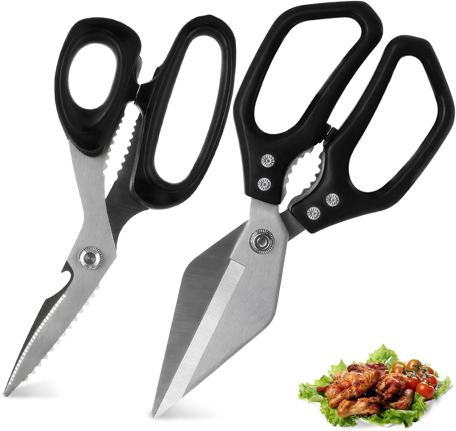 2-Piece Kitchen Scissors (1 Heavy-Duty Poultry Shears + 1 Chicken Bone ...