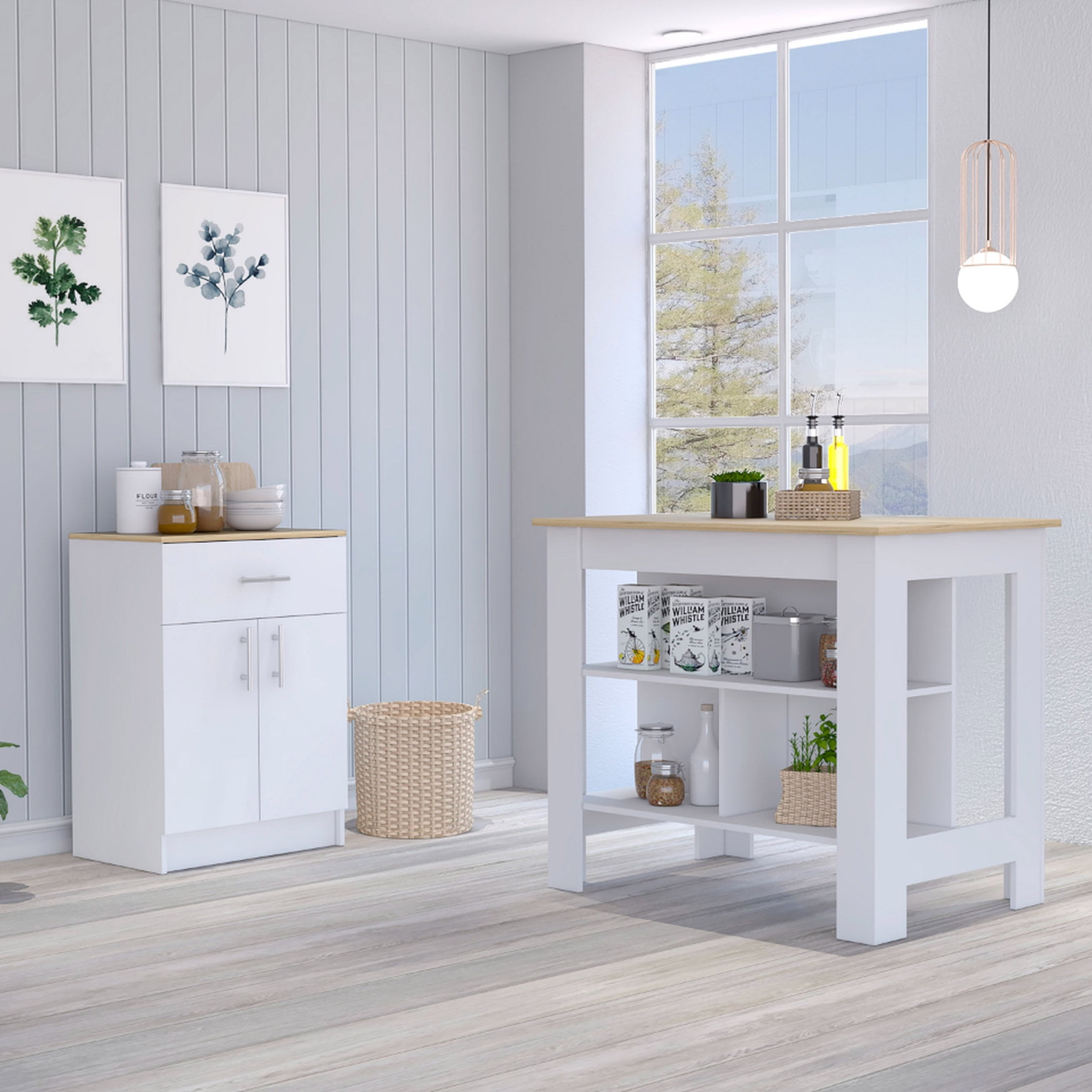 2-Piece Kitchen Set, Light Oak Accents, Interlocking - Transform Dining ...