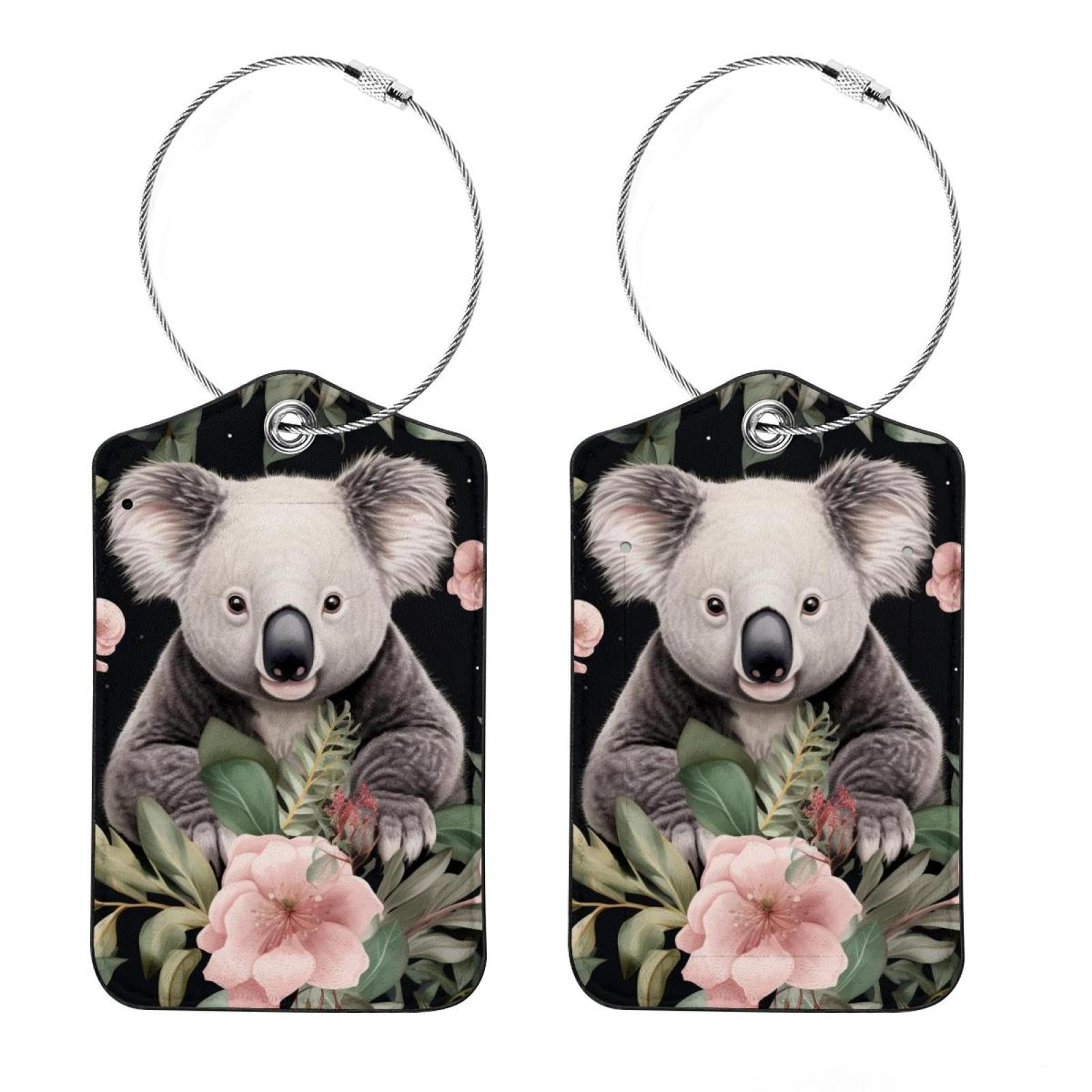 2 Piece Koala Luggage Tag for Suitcase Identifiers Privacy Name Address Label Card Tags with ...