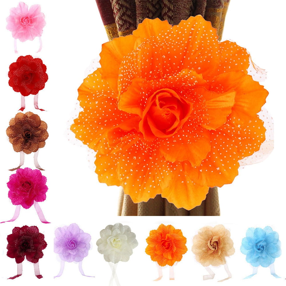 2 Piece Large Cloth Flower Curtain Tieback, Wedding Curtain Buckle ...