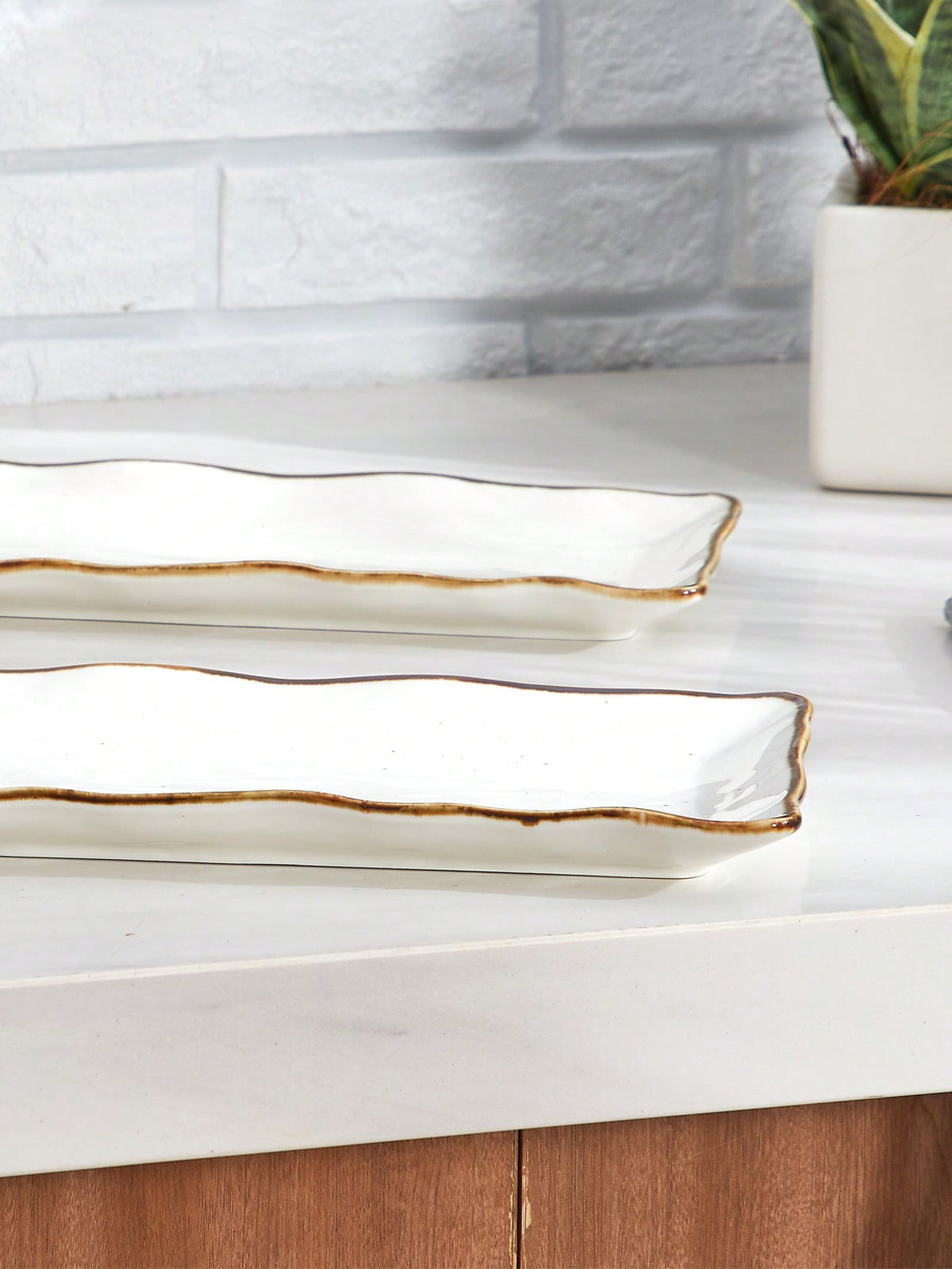 2-Piece Large Platters, Sophisticated 15-Inch Ceramic Serving Platters ...