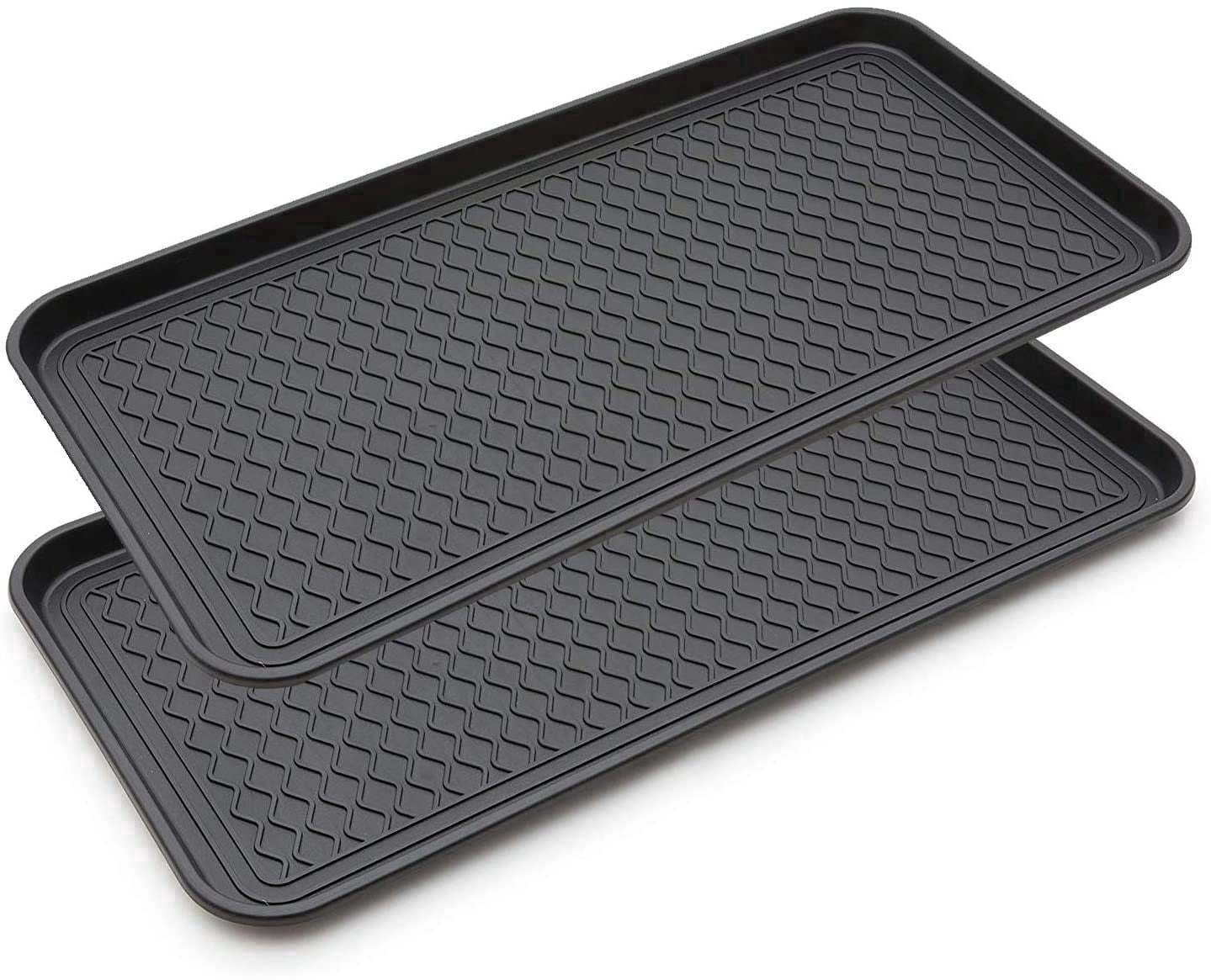 2-Piece Large Shoe Tray Set — All-Weather Indoor/Outdoor Shoe Mats with ...