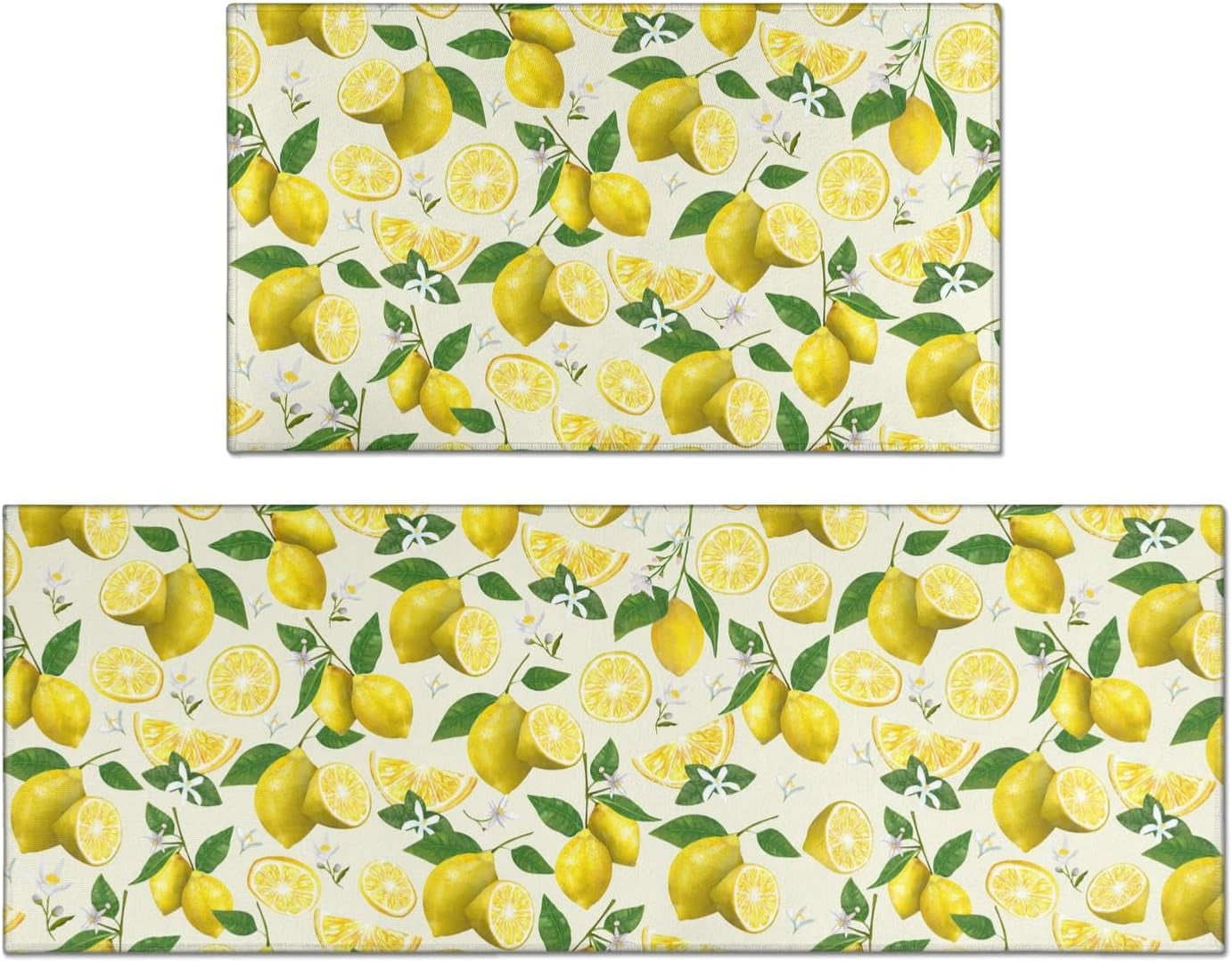 2 Piece Lemon Kitchen Decor Rugs Set, Farmhouse Country Kitchen Rugs ...