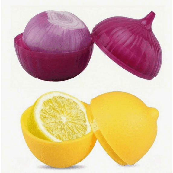 2-Piece Lemon & Onion Food Keeper Set - A Fresh & Fun Way to Store ...