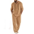 2 Piece Linen Sets for Men Button Down Gauze Shirts with Hood & Beach ...