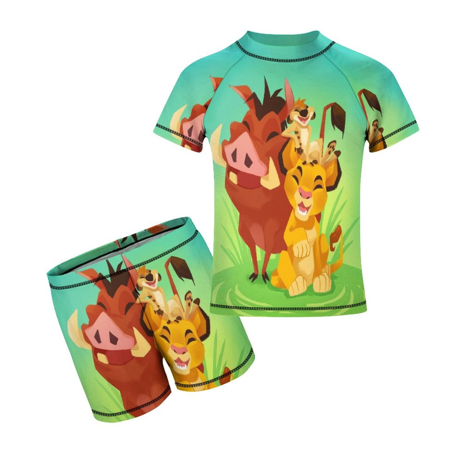 2 Piece Lion Kin Bathing Suits Rash Guard Swim Shirts with Shorts Set ...