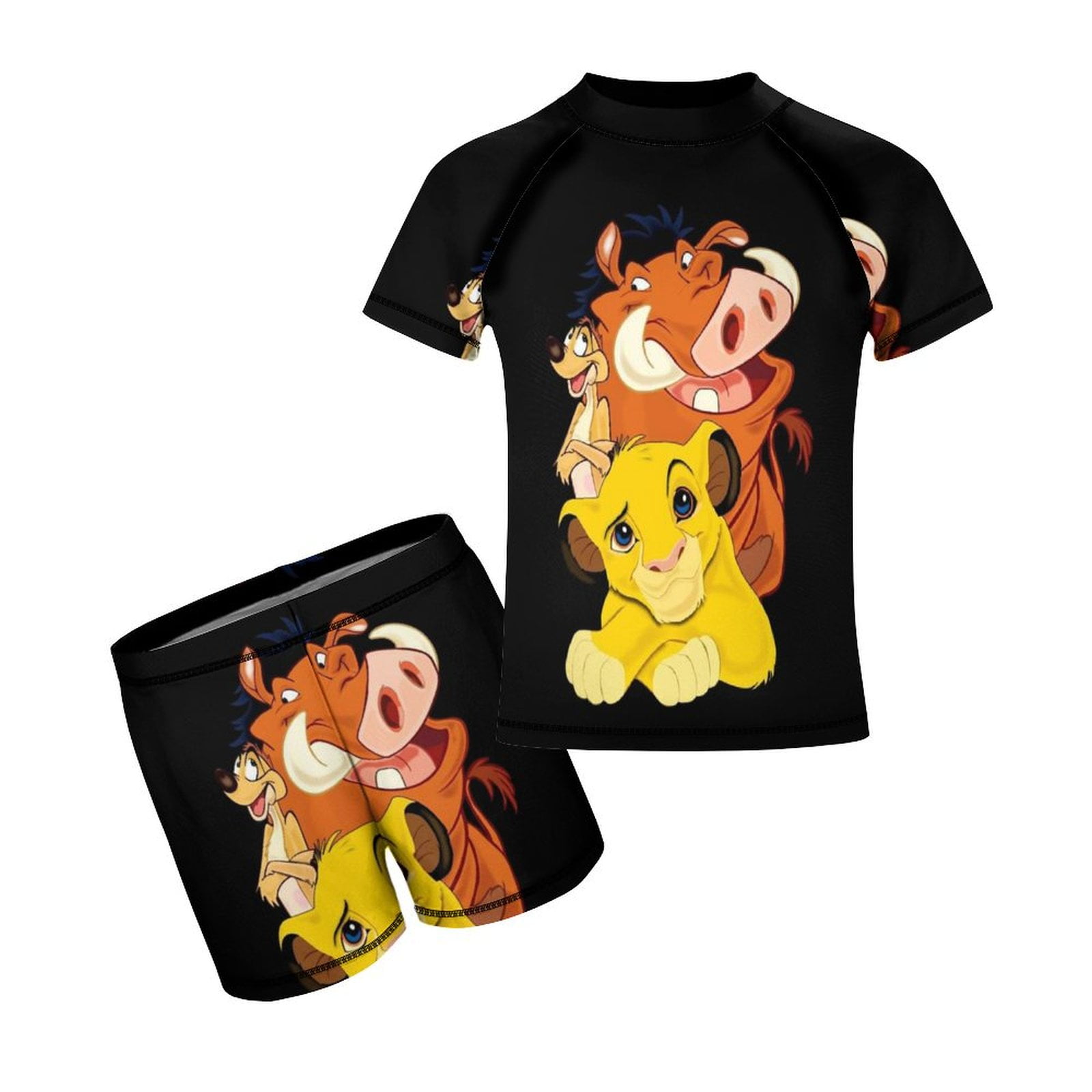 2 Piece Lion Kin Bathing Suits Rash Guard Swim Shirts with Shorts Set ...