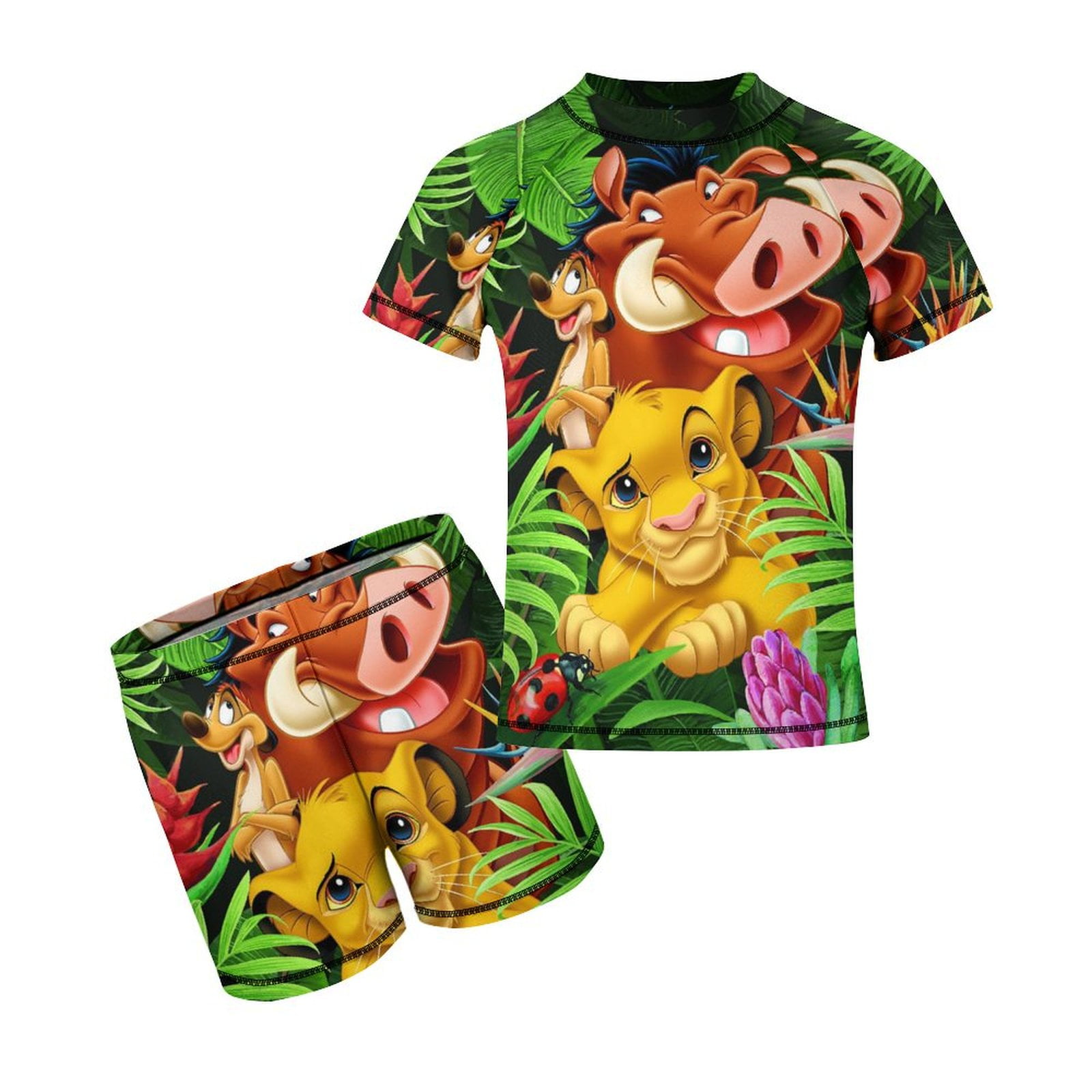 2 Piece Lion Kin Bathing Suits Rash Guard Swim Shirts with Shorts Set ...