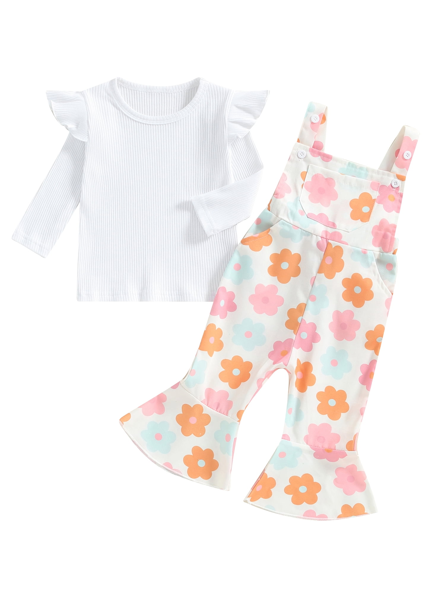 2-Piece Little Girls Set 12 18 24 Months 4 5 Years Ribbed Long Sleeve ...