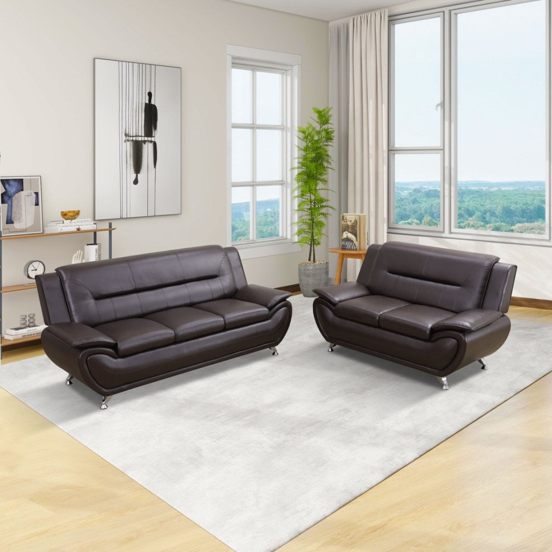 2 Piece Living Room Furniture Set, Leather Sofa Set for Living Room ...