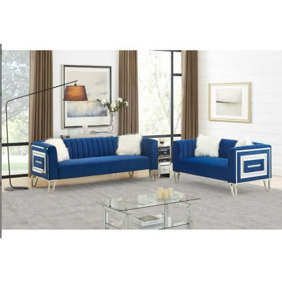 2 Piece Living Room Sofa Set,3-Seater Sofa and Loveseat,Velvet Sofa Set ...