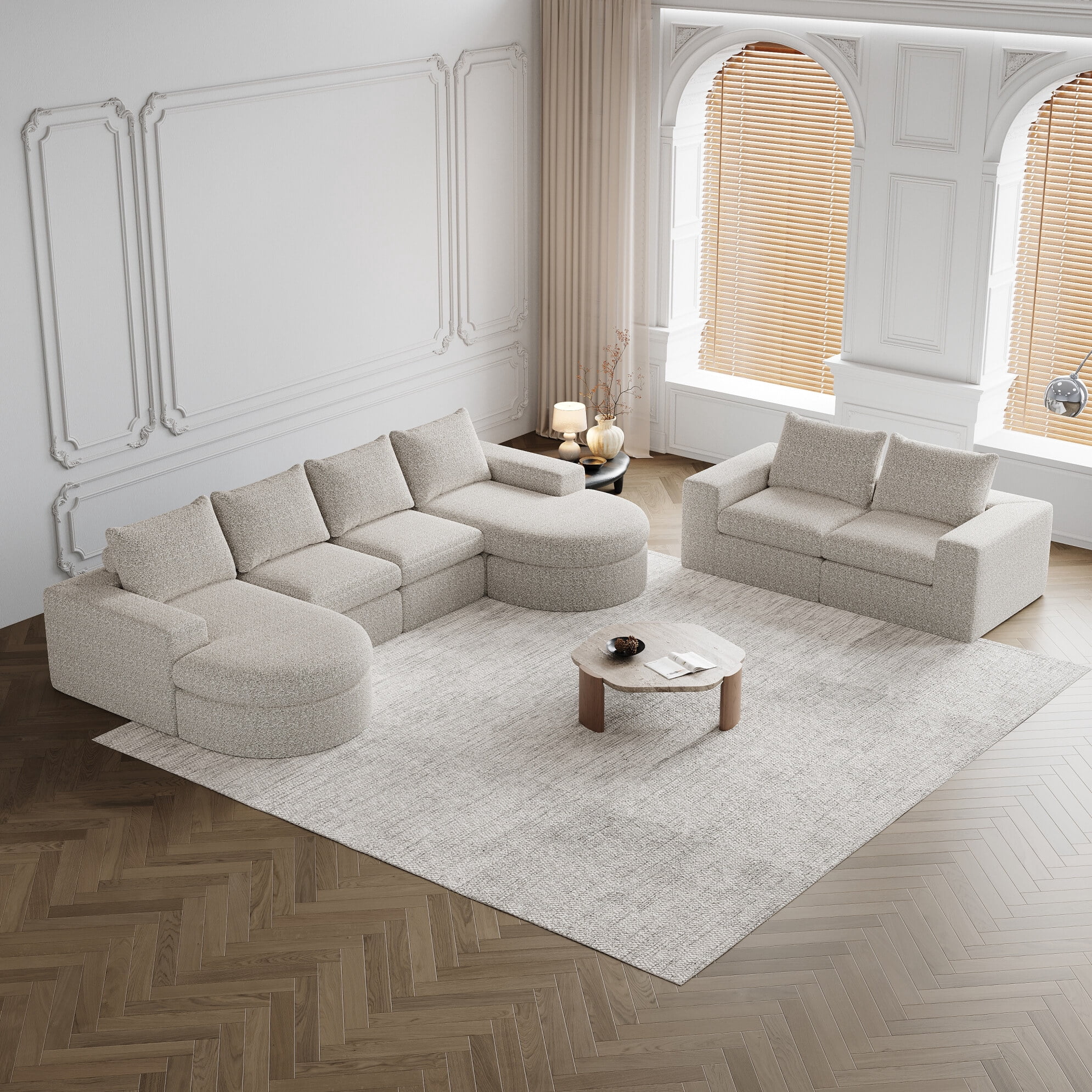 2 Piece Living Room Sofa Set, 4 Seat Sofa Couch and Loveseat Sets ...