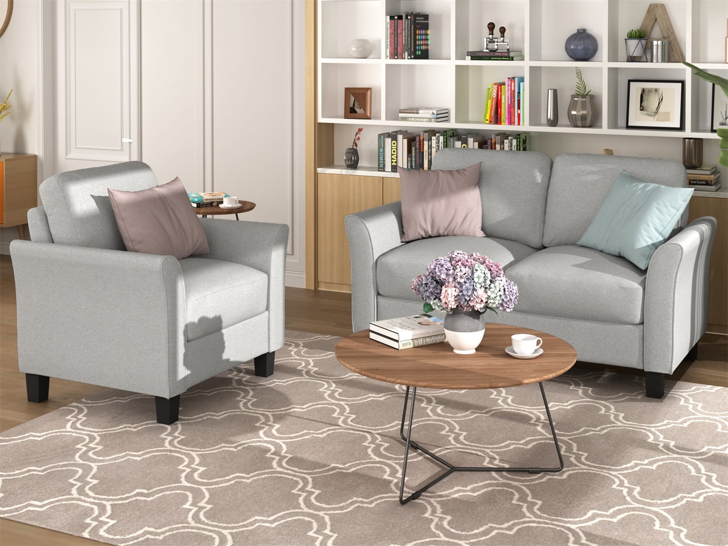 2 Piece Living Room Sofa Set, Morden Upholstered Sectional Sofa ...