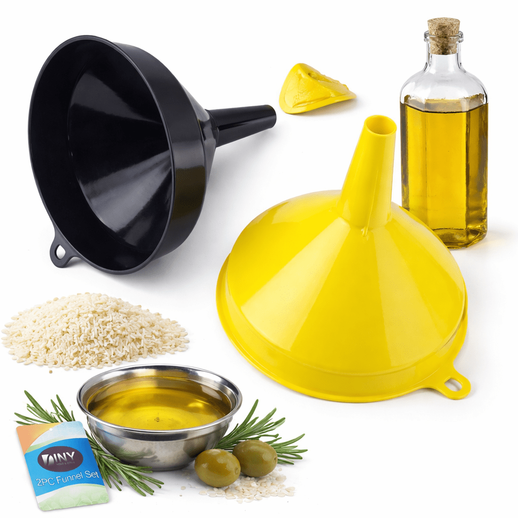 2 Piece Long Nose Funnel Set 5.5 Inch Diameter Kitchen Oil Bottle ...