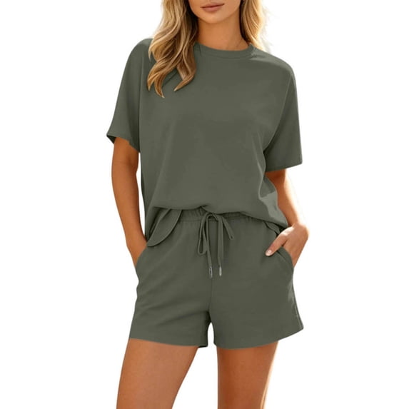 2 Piece Lounge Sets for Women 2 Piece Lounge Matching Short Sleeve Tops ...