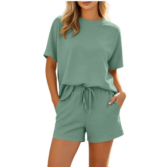 2 Piece Lounge Sets for Women 2 Piece Lounge Matching Short Sleeve Tops ...