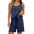 2 Piece Loungewear Shorts Set for Women U Neck Sleeveless Tank ...