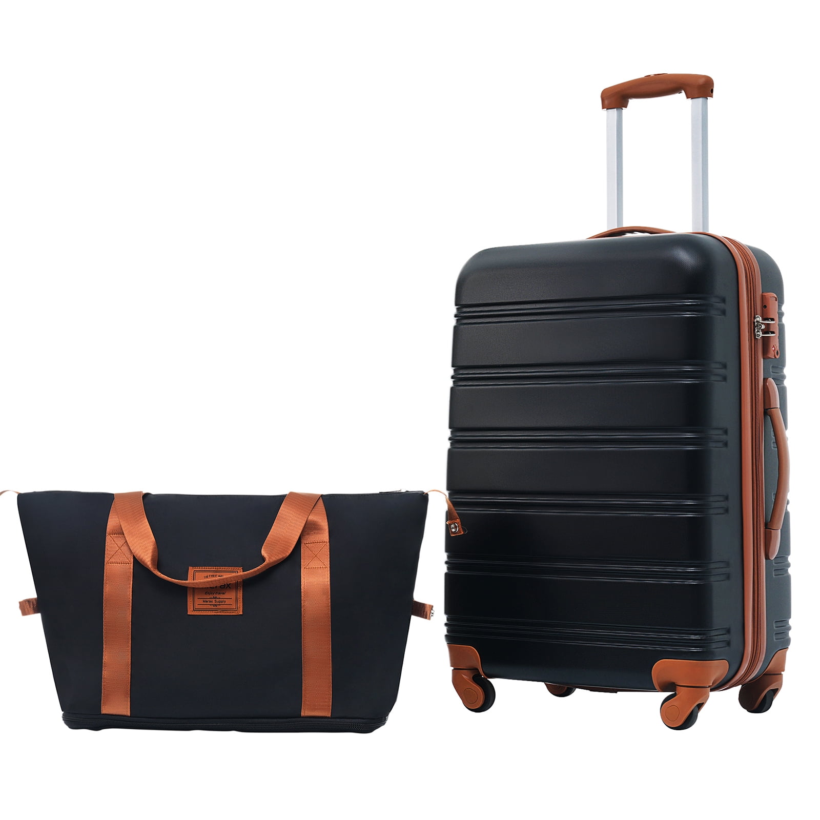 2 Piece Luggage Sets 24" Hardside Suitcase With 360° Spinner Wheels, 3 ...