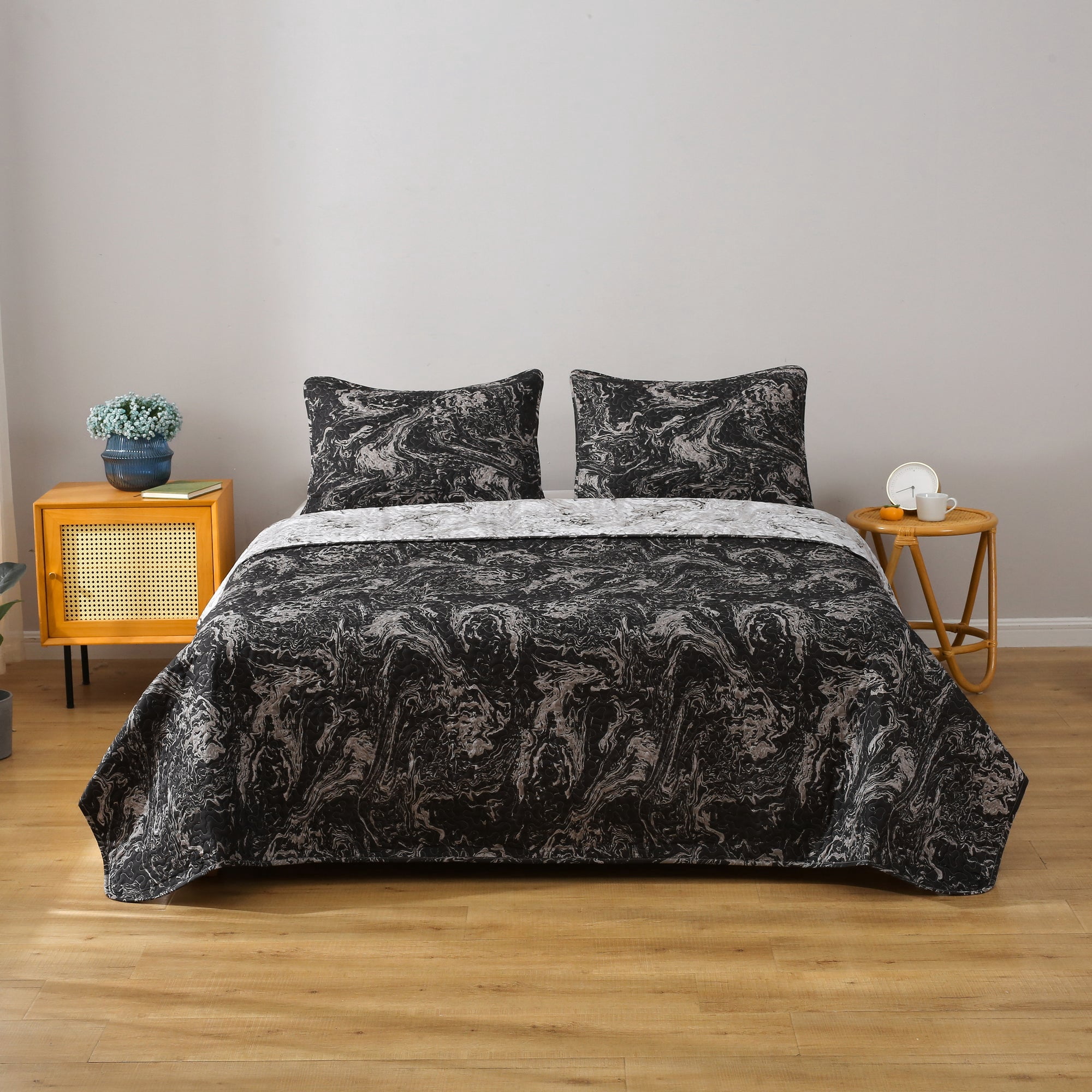 2-Piece Marble Pattern Quilt Sets Twin ,100% Microfriber Bedspread ...