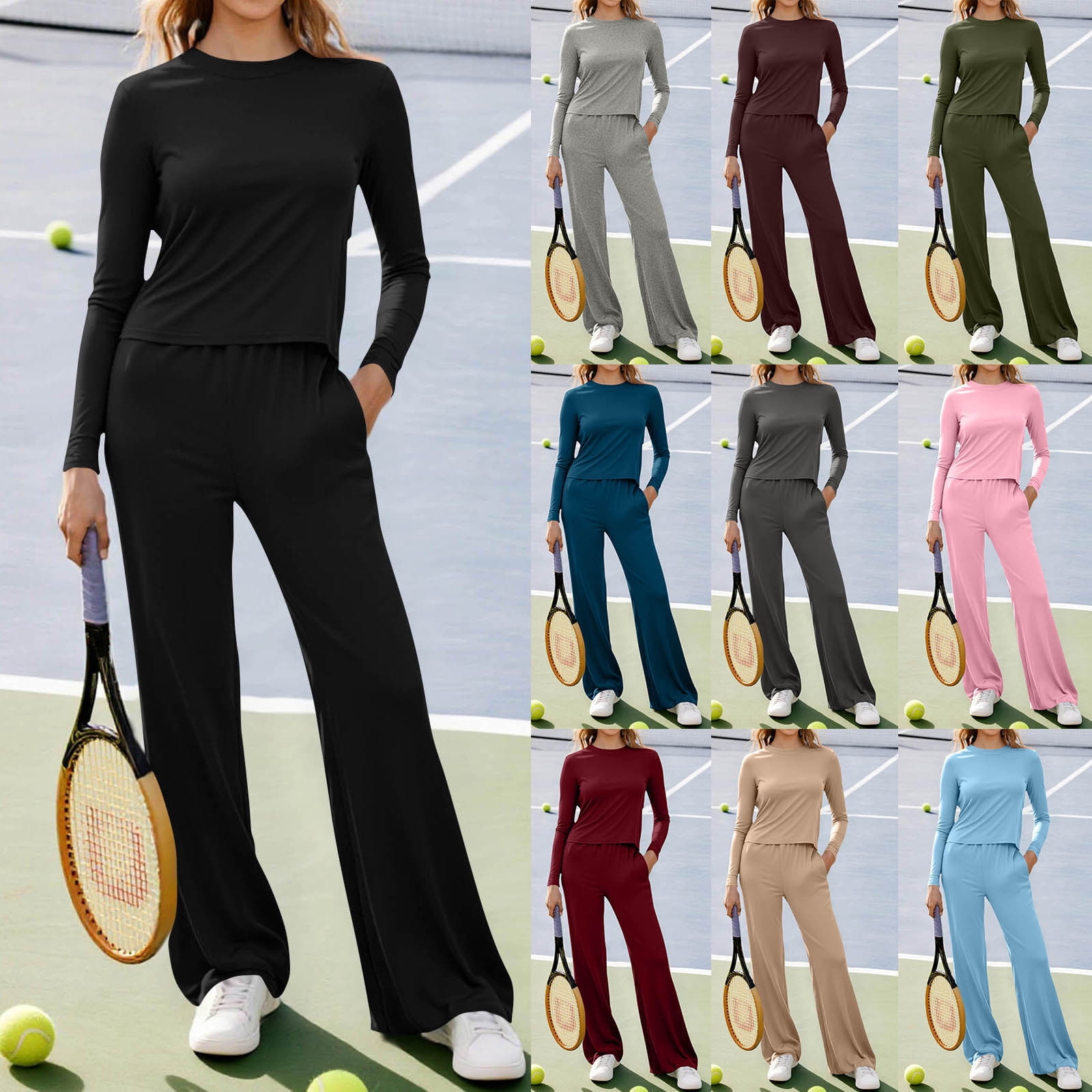 2 Piece Matching Sets Women Clothing Casual Loose Outfits Lounge Sets ...