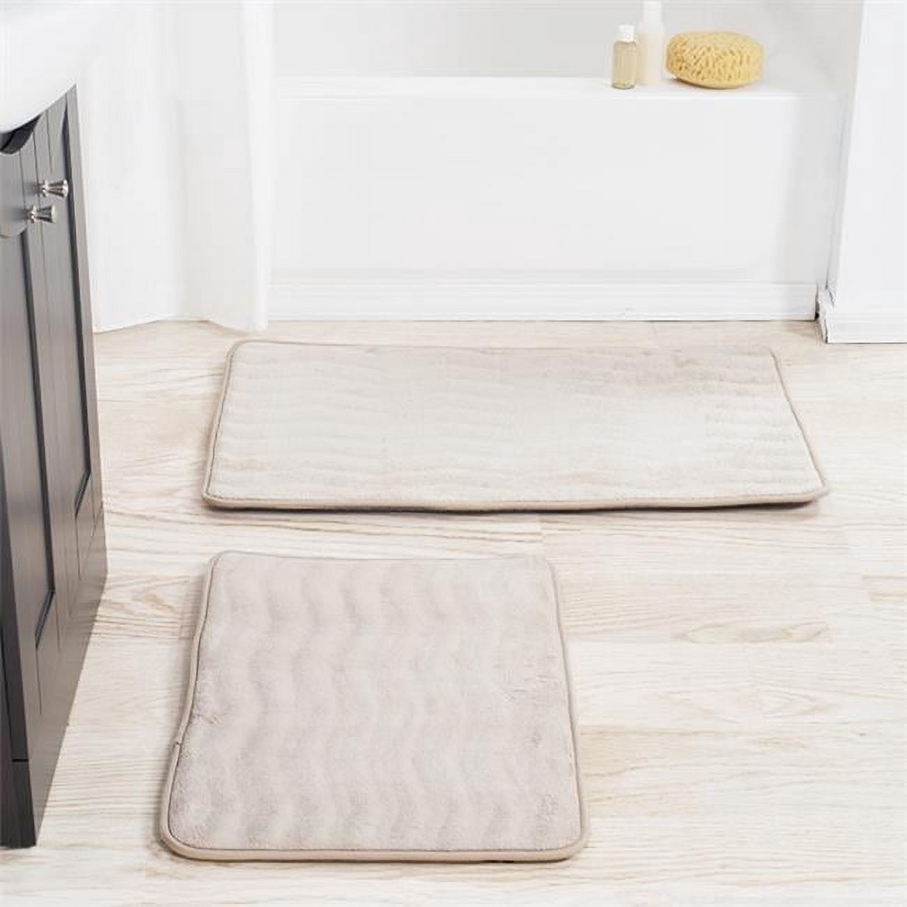 2 Piece Memory Foam Bath Mat Set, Ivory - Walmart.com