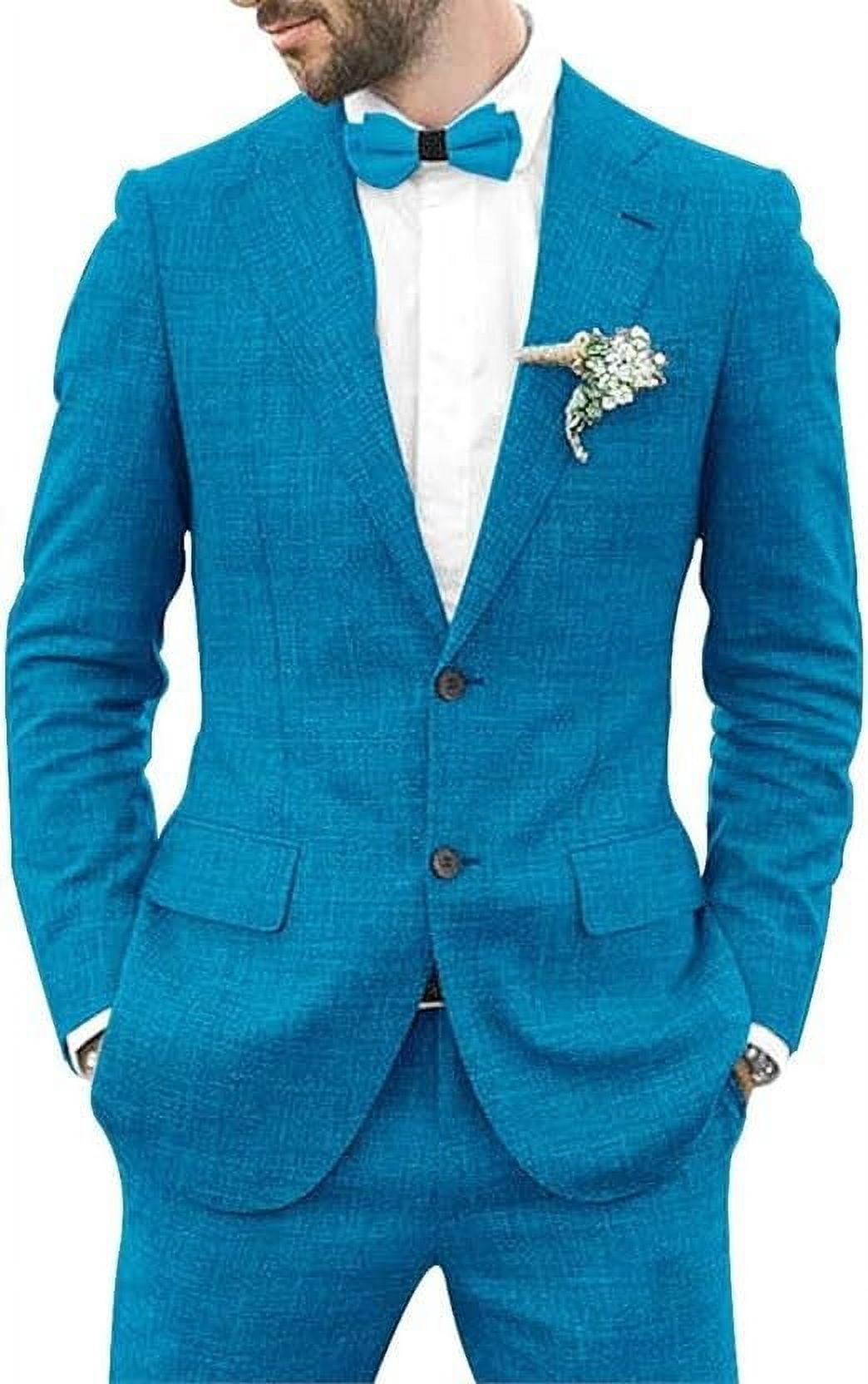 2 Piece Mens Linen Suit Slim Fit for Wedding Suit for Men Groosmen Prom ...