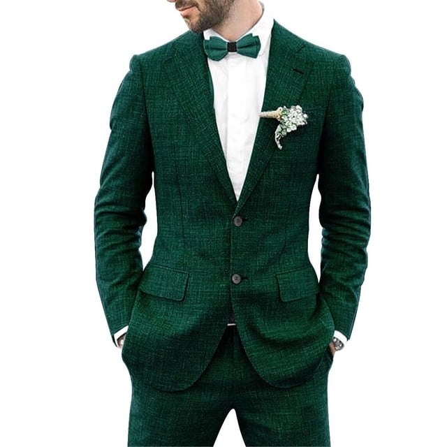 2 Piece Mens Linen Suit Slim Fit for Wedding Suit for Men Groosmen Prom ...