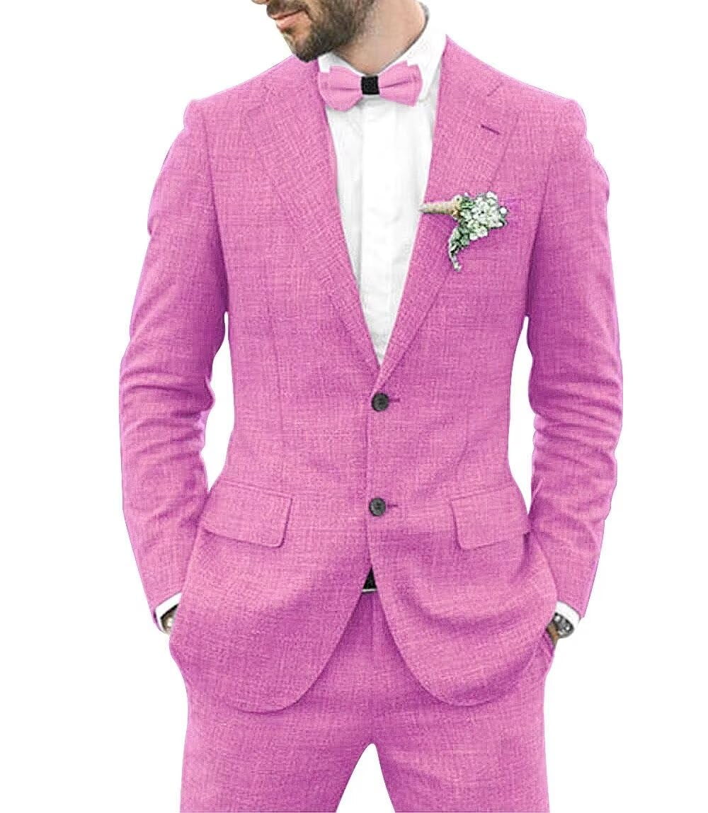 2 Piece Mens Linen Suit Slim Fit for Wedding Suit for Men Groosmen Prom ...