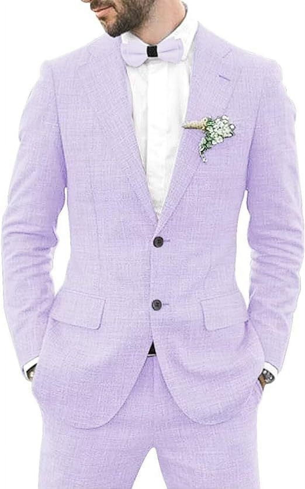 2 Piece Mens Linen Suit Slim Fit for Wedding Suit for Men Groosmen Prom ...