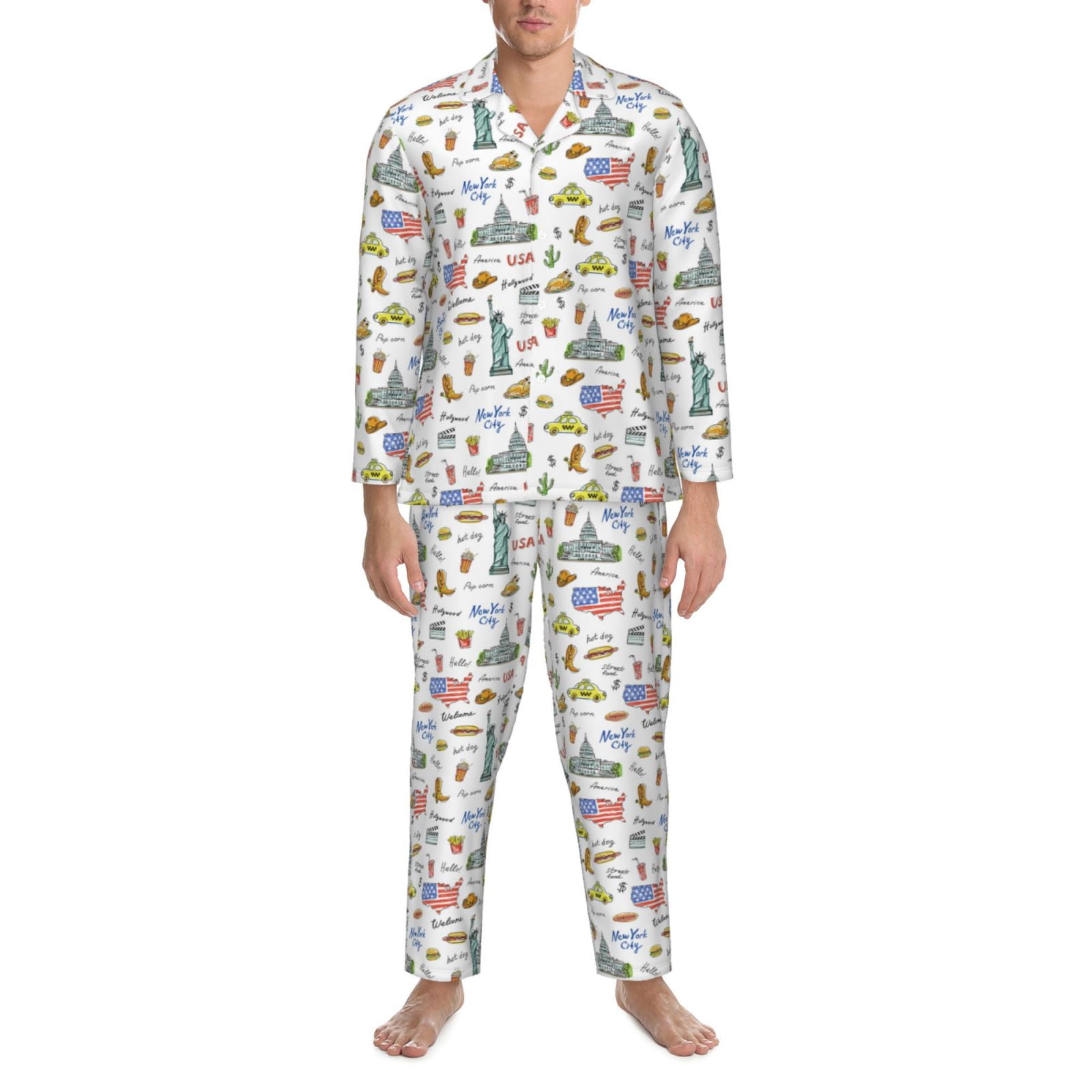 2 Piece Mens Pajamas Set, Soft Men's Sleepwear Comfy Loungewear ...