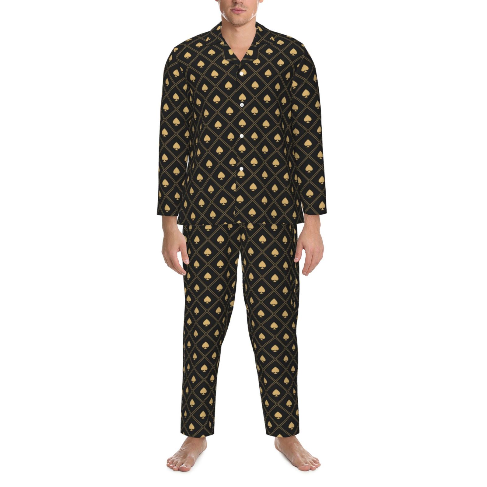 2 Piece Mens Pajamas Set, Soft Men's Sleepwear Comfy Loungewear, Black ...