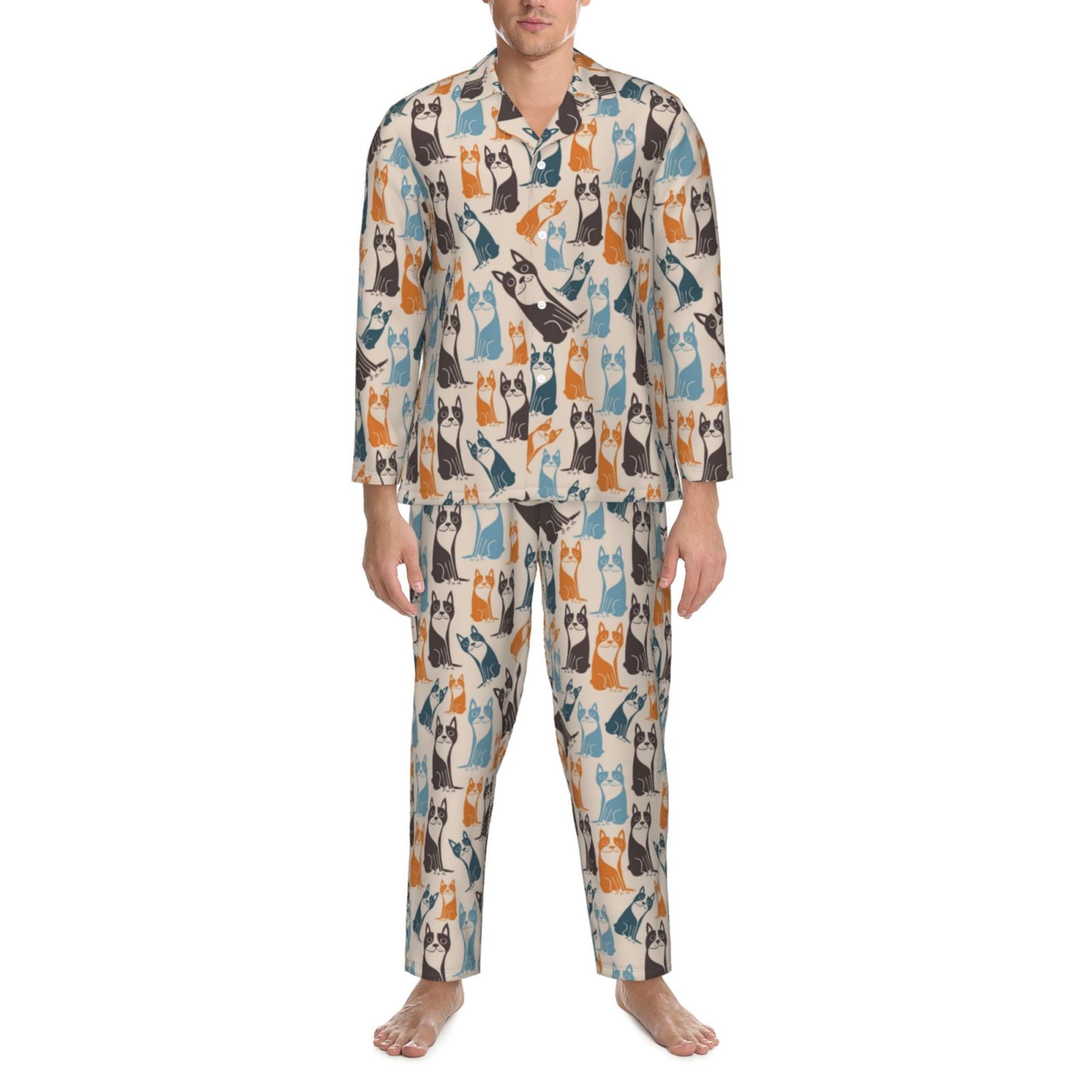 2 Piece Mens Pajamas Set, Soft Men's Sleepwear Comfy Loungewear, Cute ...
