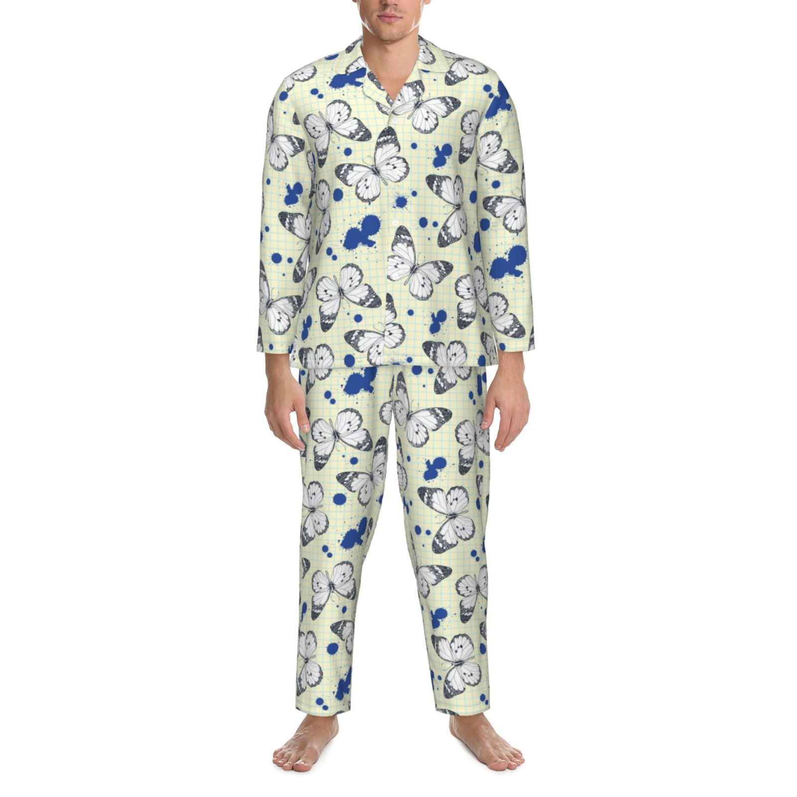 2 Piece Mens Pajamas Set, Soft Men's Sleepwear Comfy Loungewear, Hand ...