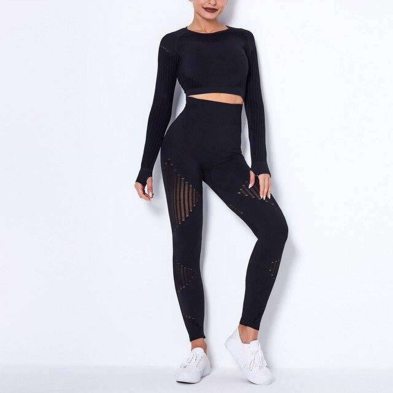 2 Piece Mesh Cut-Out Yoga Set - Walmart.com